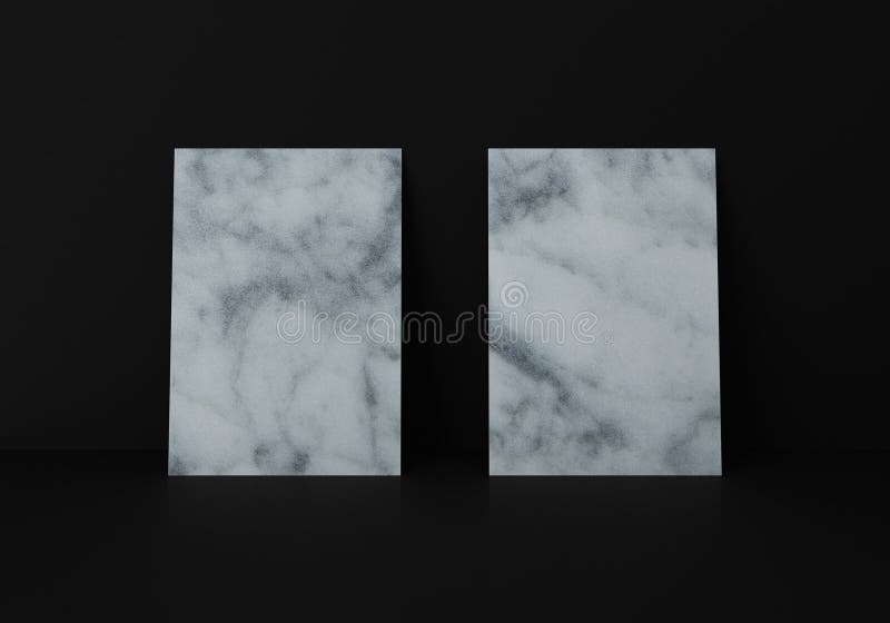 Two Marble Texture Vertical Rectangle A4 Paper Sheet Mockup, 3D ...