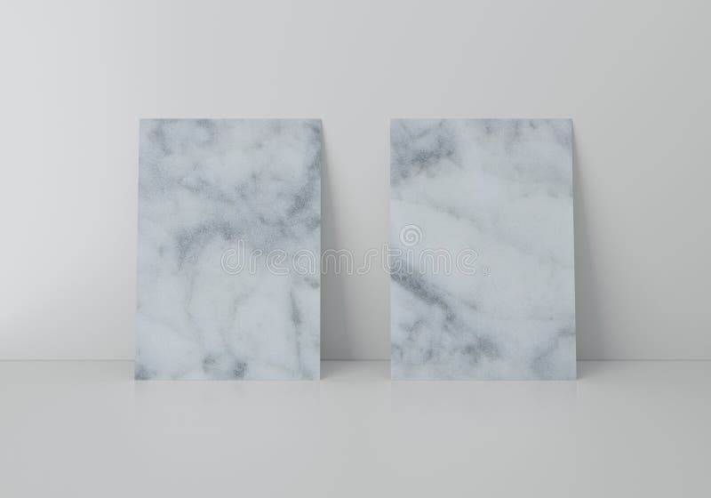 Two Marble Texture Vertical Rectangle A4 Paper Sheet Mockup, 3D ...
