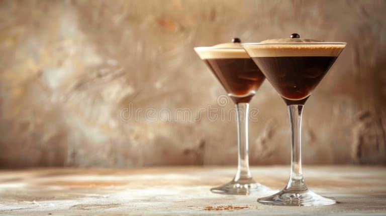 Two Martinis in Martini Glasses on a Table Stock Image - Image of ...