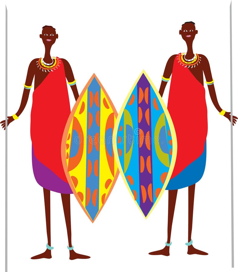 Two Masai Warriors Stock Vector - Image: 51535355