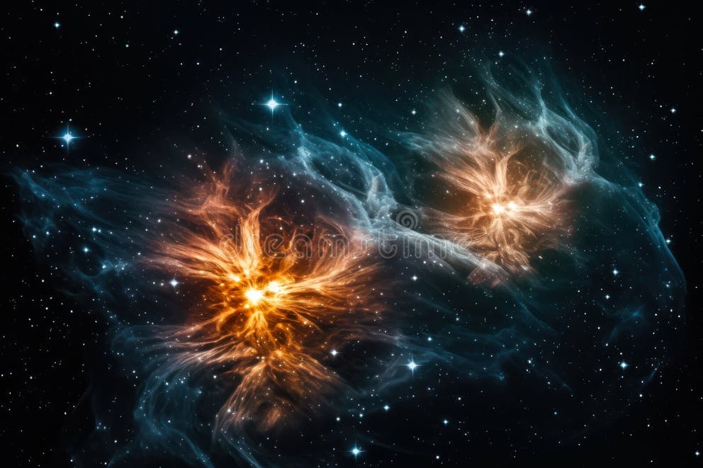 Two Massive Star Colliding with Each in Outer Space Generative Ai Stock ...