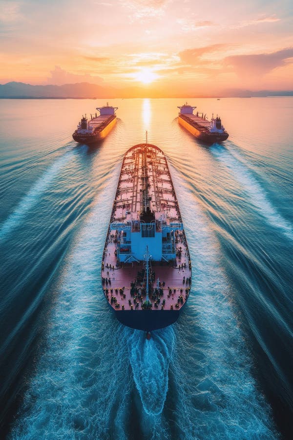 Large Ships Crossing Ocean stock image. Image of nautical - 388966599