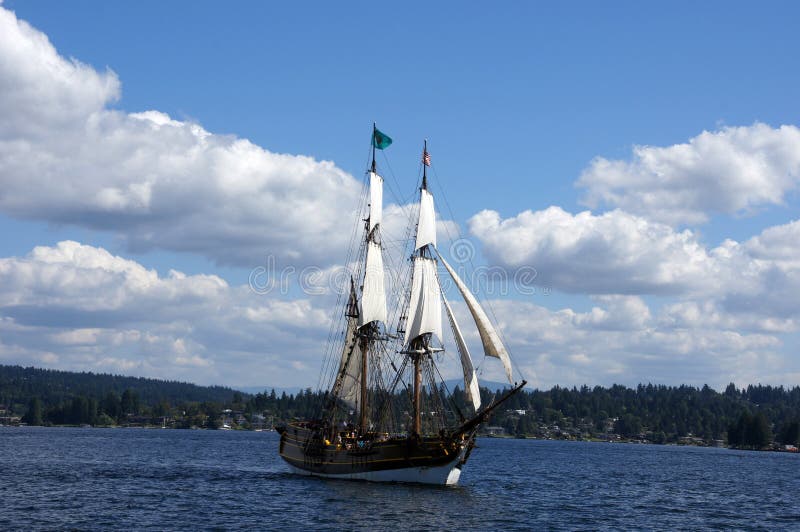 Two masted tall ship stock photo. Image of sloop, water - 32097118