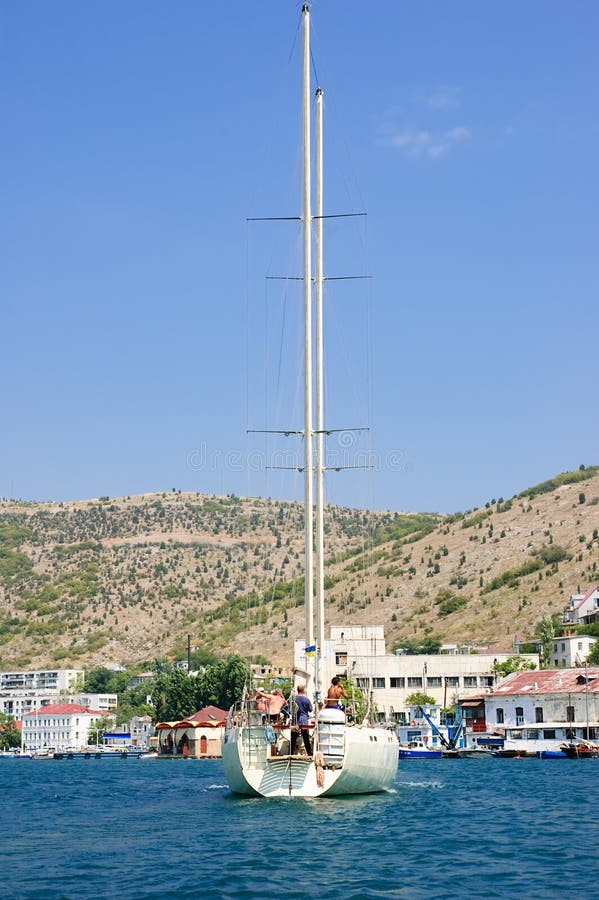 Two-master yacht stock image. Image of sails, back, hill - 11067477