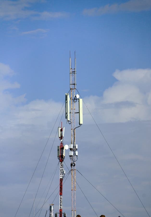 Two Masts with 4G Communication Antennas Stock Image - Image of ...