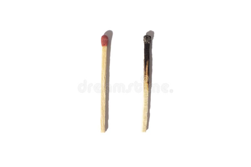 Two Matches, One Whole, the Other Burned. Stock Photo - Image of stick ...