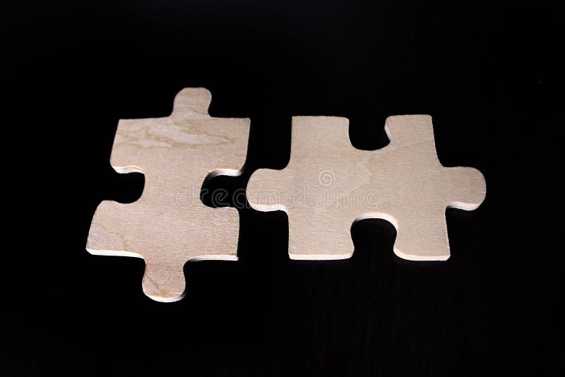Two Matching Wooden Puzzle Pieces Stock Image - Image of connection ...