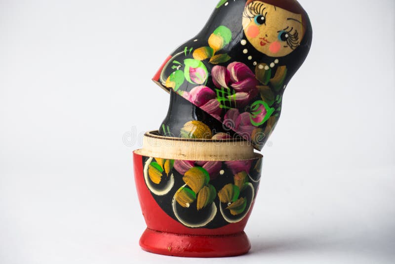 Two Matryoshka Dolls White Background One Open Other Inside Stock Photo ...