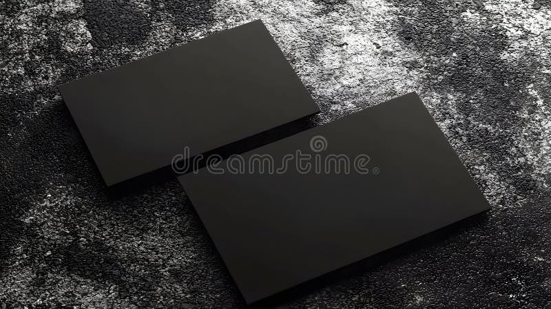 Two Matte Black Business Cards on Textured Surface Stock Illustration ...