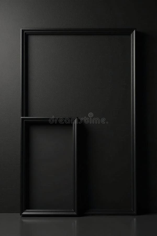 Two Matte Black Frames Against a Stark Black Backdrop , Edge, Border ...