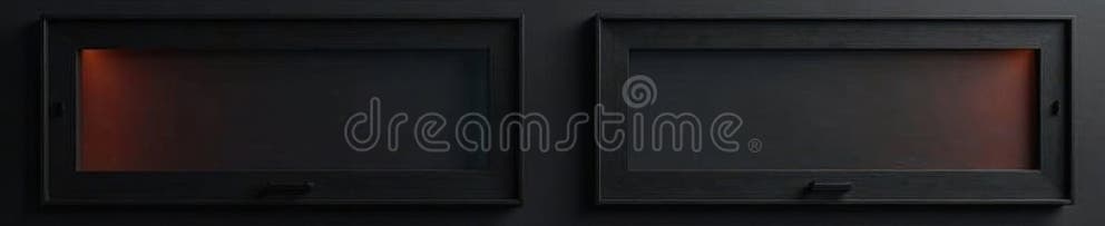 Two Matte Black Frames, Minimalist, on Black Backdrop, Empty, Gallery ...