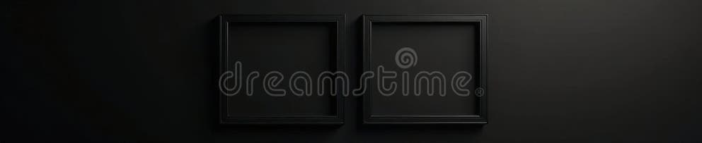 Two Matte Black Frames, Minimalist, on Black Backdrop, Empty ...