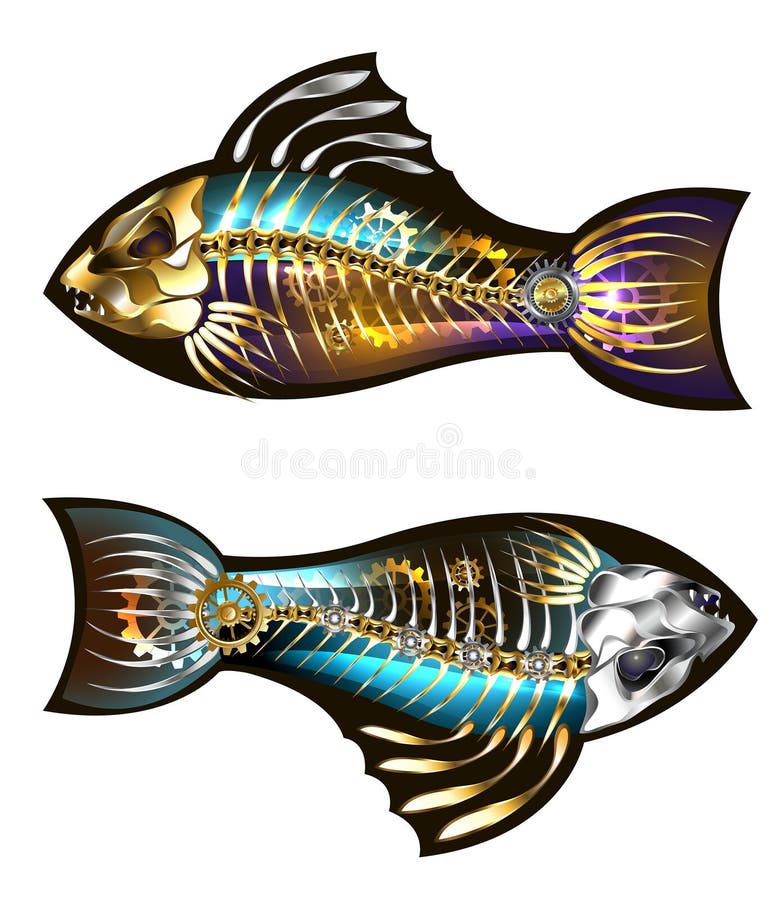 Mechanical fish stock vector. Illustration of gold, background - 85542612