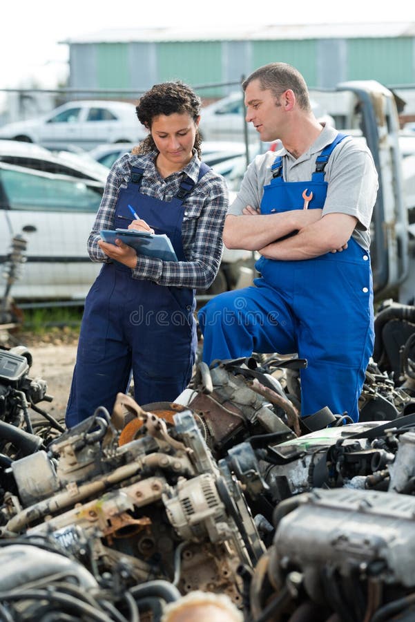 Two Mechanics Working in Car Repair Service Stock Photo - Image of ...