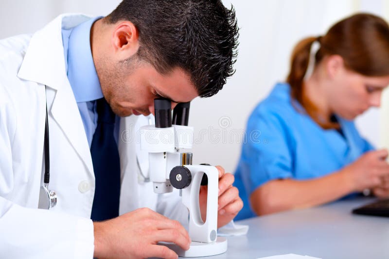 Two Medical Doctors Working at Laboratory Stock Image - Image of male ...