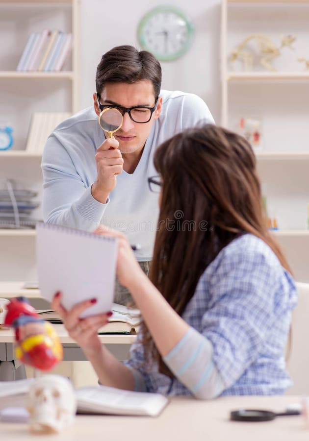 Two Medical Students Studying in Classroom Stock Photo - Image of ...