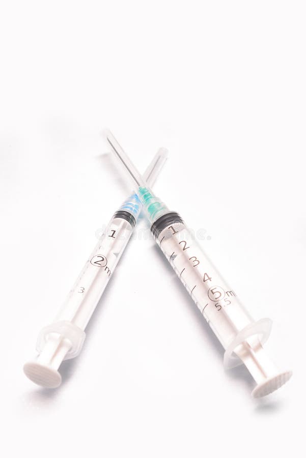 Medical Syringe Closeup on White Background Isolated Stock Photo ...
