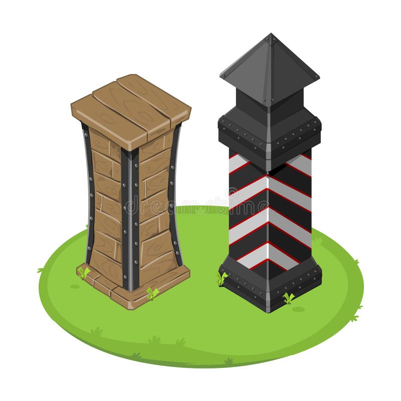 Two medieval border post stock vector. Illustration of pillar - 85537786