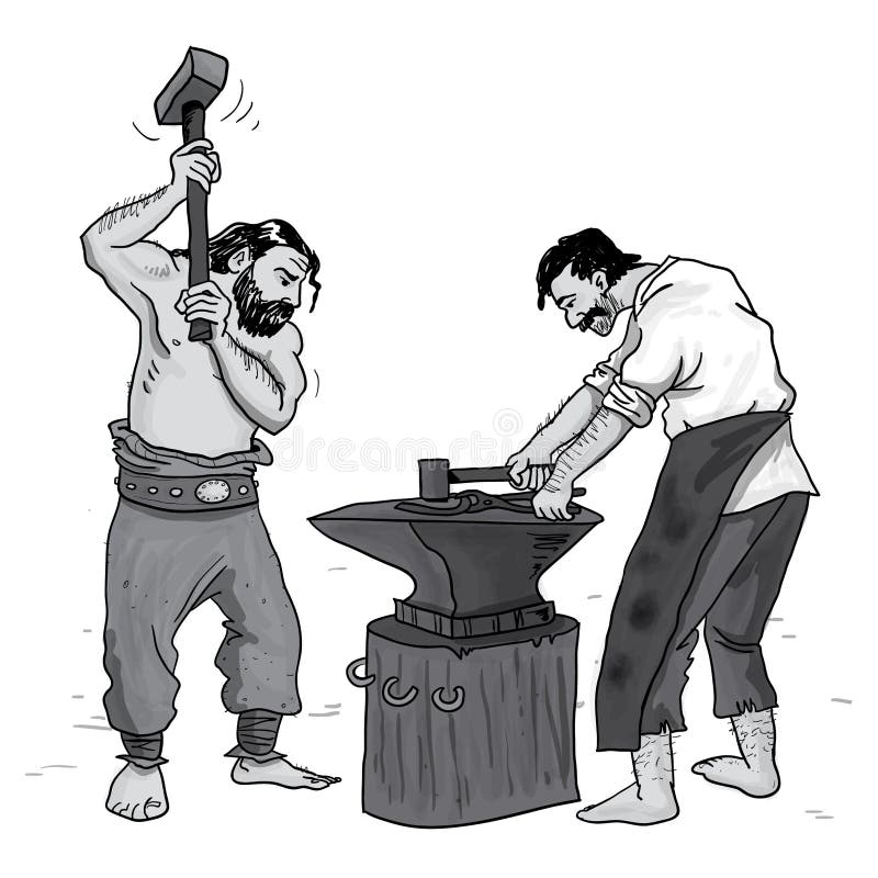 Two medieval ironsmiths stock illustration. Illustration of people ...