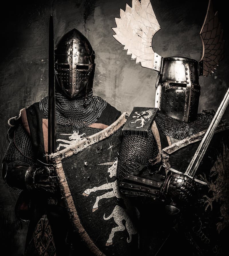 Two medieval knights stock image. Image of gauntlet, battle - 44056789