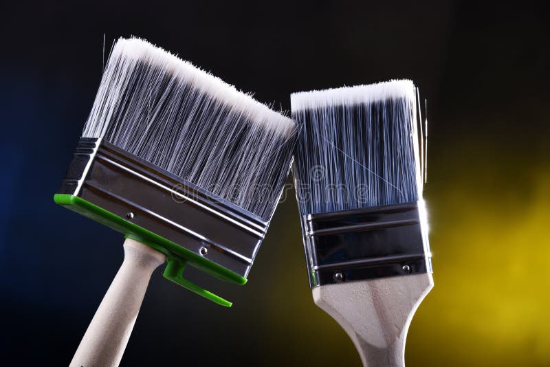 Two Medium Size Paintbrushes for Home Decorating Purposes Stock Photo ...