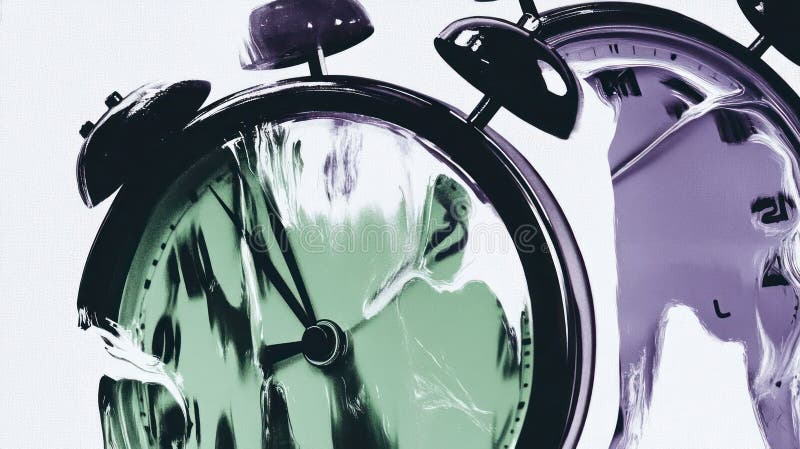 Two Melting Alarm Clocks Symbolizing the Fluidity of Time Stock ...
