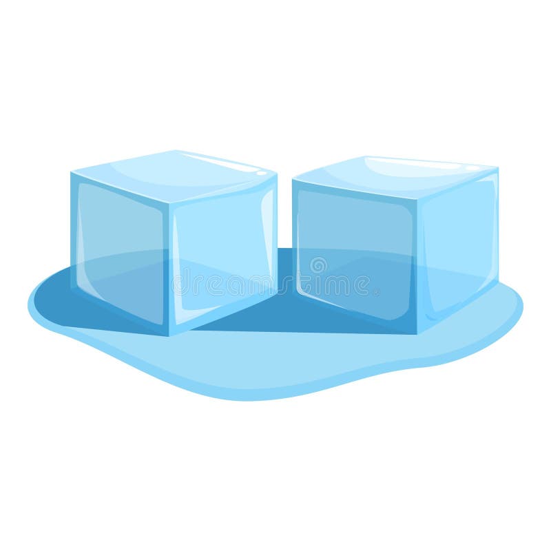 Two Melting Ice Cubes Creating a Puddle of Water Stock Illustration ...