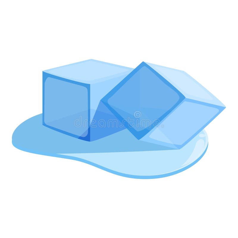 Two Melting Ice Cubes Creating a Puddle of Water Stock Illustration ...