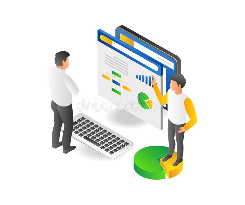 Two Men Analyzing Network Business Data Stock Illustration ...