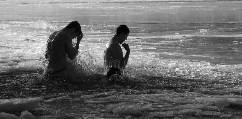 Two Men Baptized and Dipped in Ice Water in Baptism Editorial Photo ...