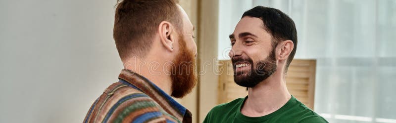Two Men with Beards Engaging in Stock Photo - Image of banner ...