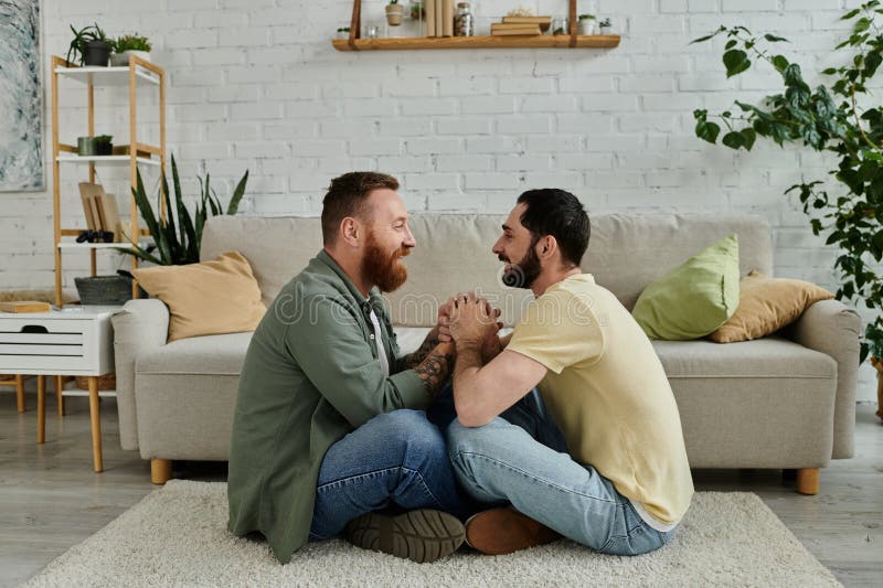 Two Men with Beards Sitting on Stock Photo - Image of caucasian ...