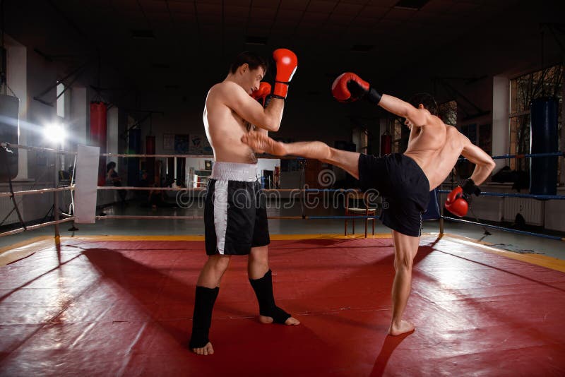 Two Men is Boxing on the Ring Stock Image - Image of aggression, combat ...