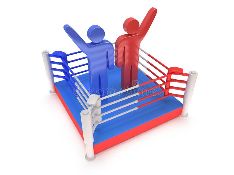 Two Men on Boxing Ring. High Resolution 3d Render Stock Illustration ...