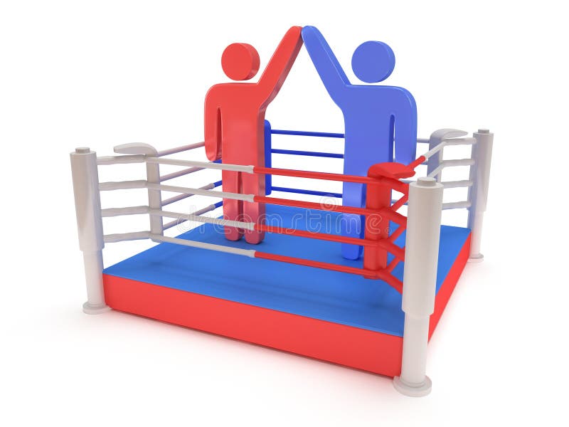 Two Men on Boxing Ring. High Resolution 3d Render. Stock Illustration ...