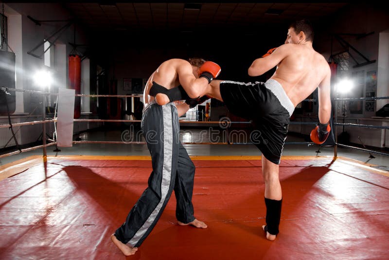 Two Men is Boxing on the Ring Stock Photo - Image of action, aggression ...