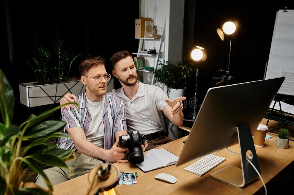 Collaborative Minds: Two Men at Work Stock Photo - Image of colleagues, cooperation: 326148466