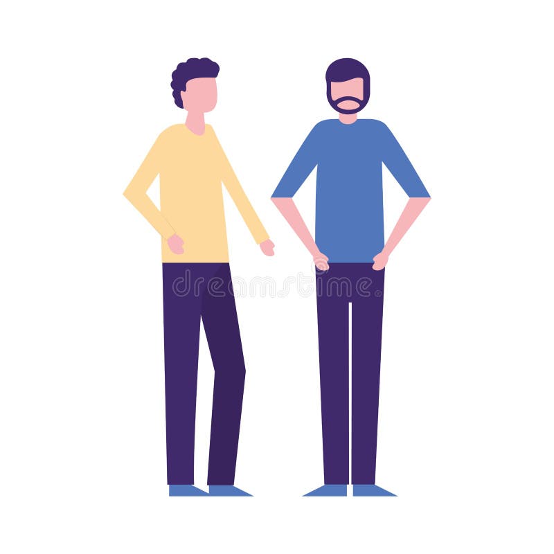 Two Men Standing on White Background Stock Vector - Illustration of ...