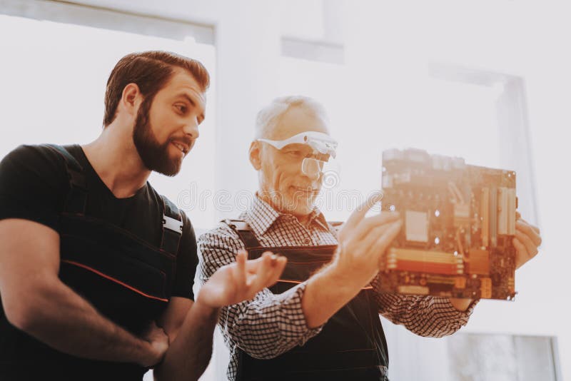 Two Men Checking Hardware Equipment from PC. Stock Image - Image of ...