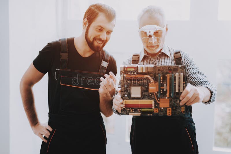 Two Men Checking Hardware Equipment from PC. Stock Image - Image of ...