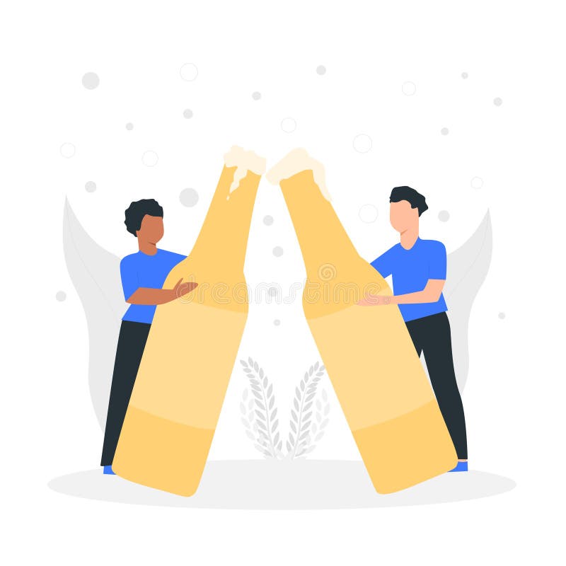 Two Men Cheering Beer Bottles Stock Vector - Illustration of glass ...