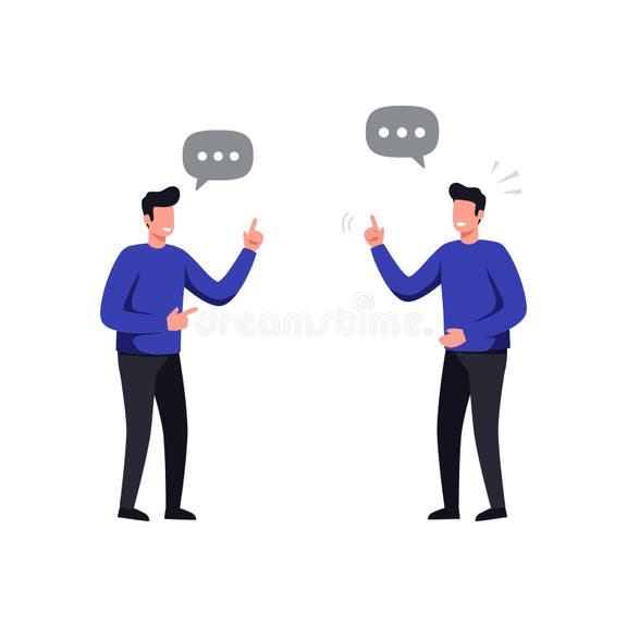 Two Men Communicating with Gestures in Flat Vector Illustration Stock ...