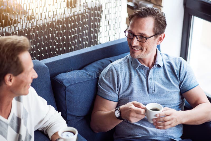 Two Men Communicating Together Stock Photo - Image of chat, meeting ...