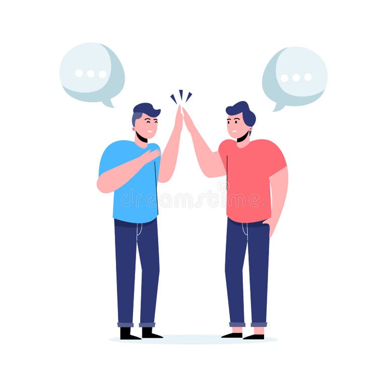 Two Men Communicating Vector Illustration in Flat Style with Speech ...