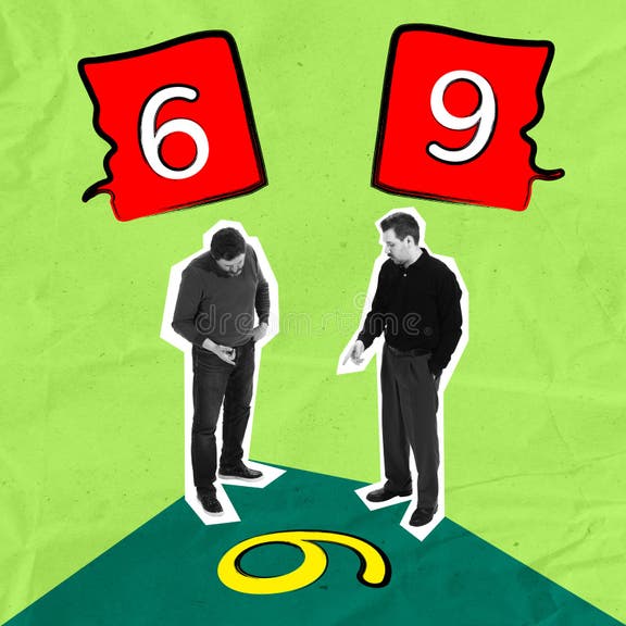Two Men Debating Over Differing Perspectives, Shown by Number 6 and 9 ...