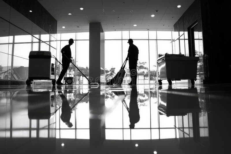Two Men are Depicted Mopping the Floor, Which Can Represent Cleaning ...