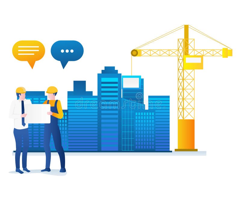 Two Men Discussing To Build Infrastructure Stock Illustration ...