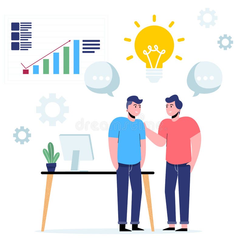 Two Men Discussion and Communication in the Office Stock Vector ...