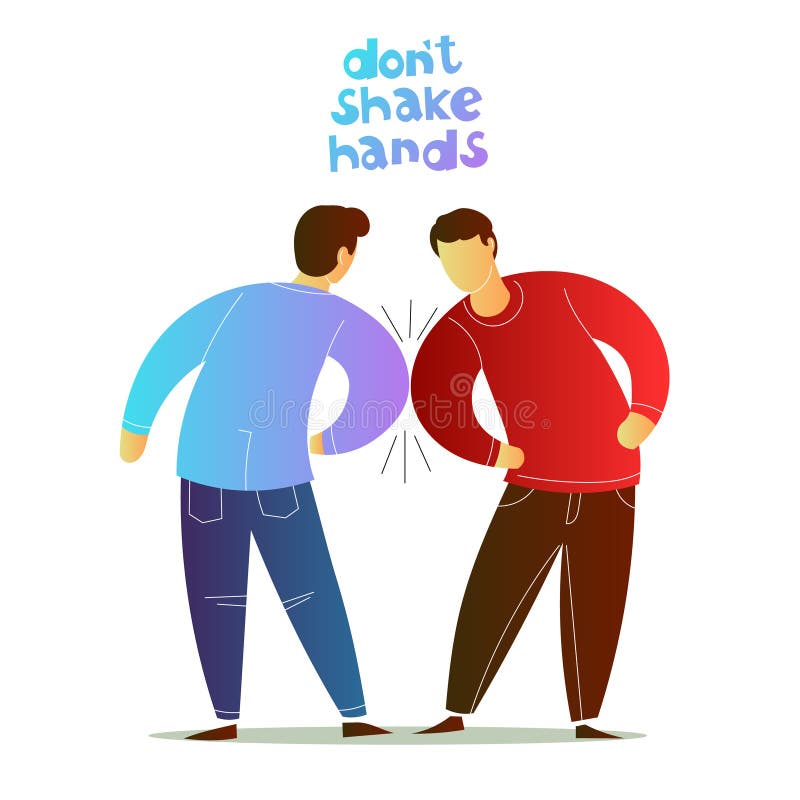 Set of No Handshake, Touch and Washing Hands Icons in Four Different ...