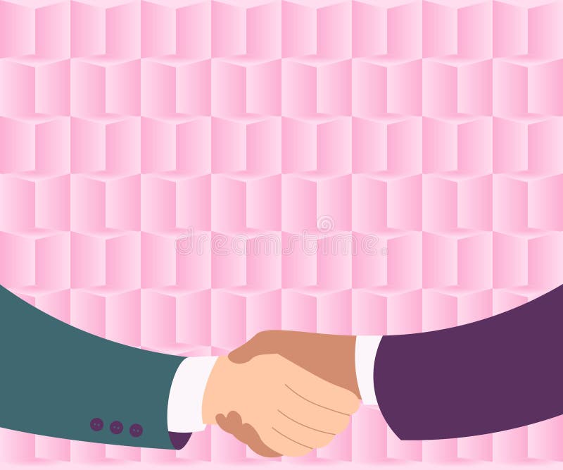 Two Men Drawing with Paper Background Shake Hands Presenting Agreement ...